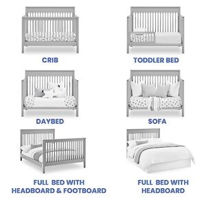 Delta Children Remy Crib 6-Piece Baby Nursery Furniture Set–Includes: Convertible Crib, Dresser, Changing Top, Crib Mattress, Sheets, & Changing Pad, Grey