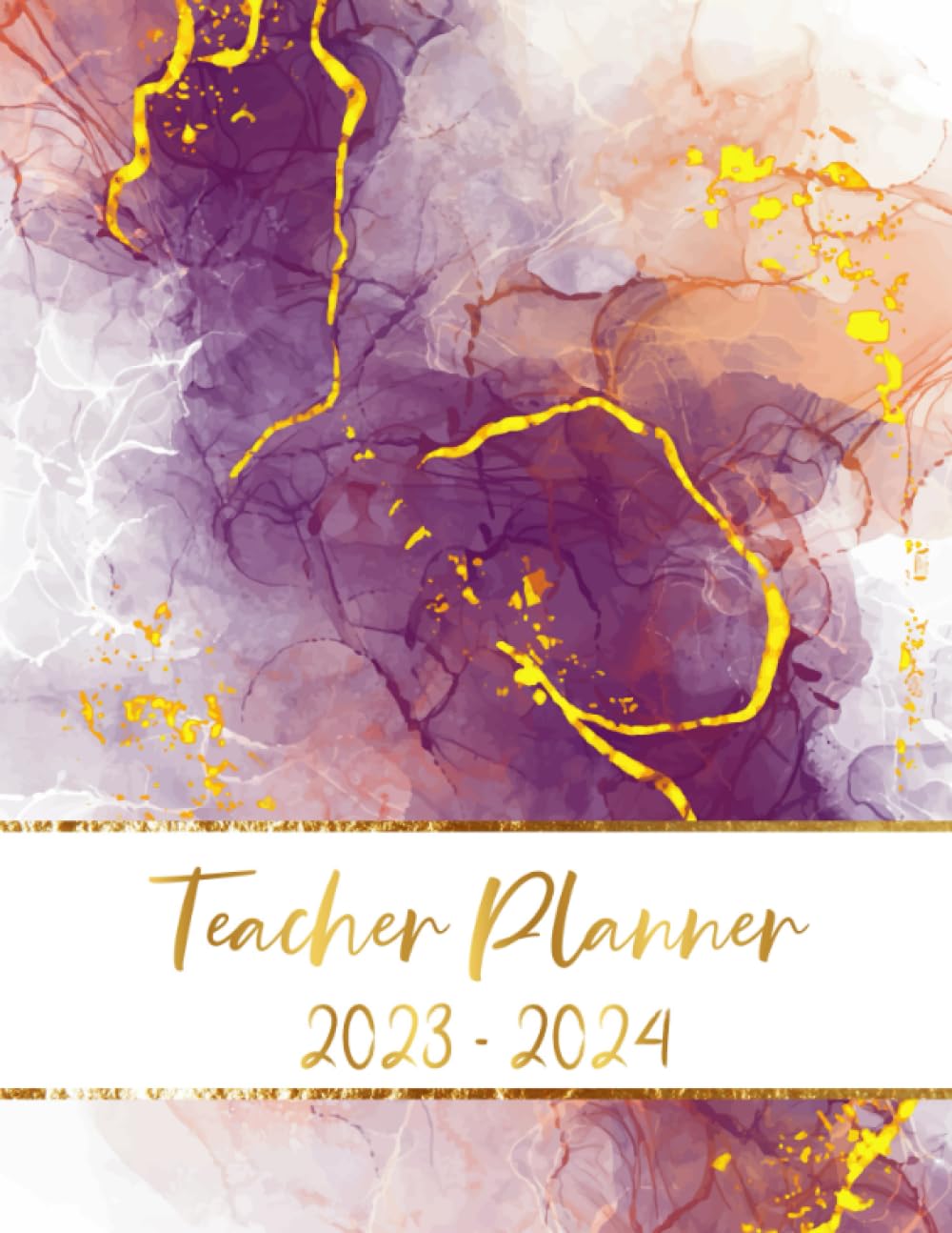 Teacher Planner 2023-2024: Attendance Record Book for Teachers From Aug 2023 to July 2024 Large Weekly and Monthly Class Organizer, 8.5 X 11 In", Purple Marble Cover