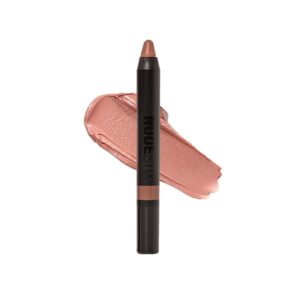 nudestix intense matte lip + cheek pencil, lipstick + lip liner + cheek blush tint, multi use makeup for long lasting color, smooth coverage, shade: sunkissed nude