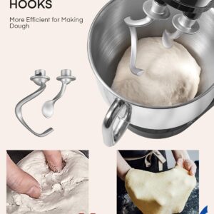 Stand Mixer Fohere, with Double Dough Hook, Wire Whip & Beater, 6+ P Speed Tilt-Head Food Mixer, Pouring Shield for Home Cooking, Dishwasher Safe Stainless Steel Bowl with Handle (Black)