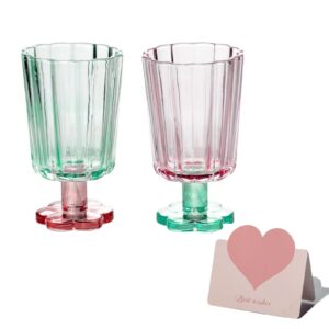 bayiojiu cute wine glasses set of 2,funky wine glasses,vintage tall glass, for friends colorful wine glasses-present gift-box