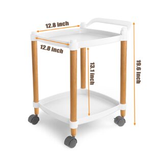 Rolling Utility Cart with Wheels Storage Cart on Wheels, Side Table End Bedside Table White