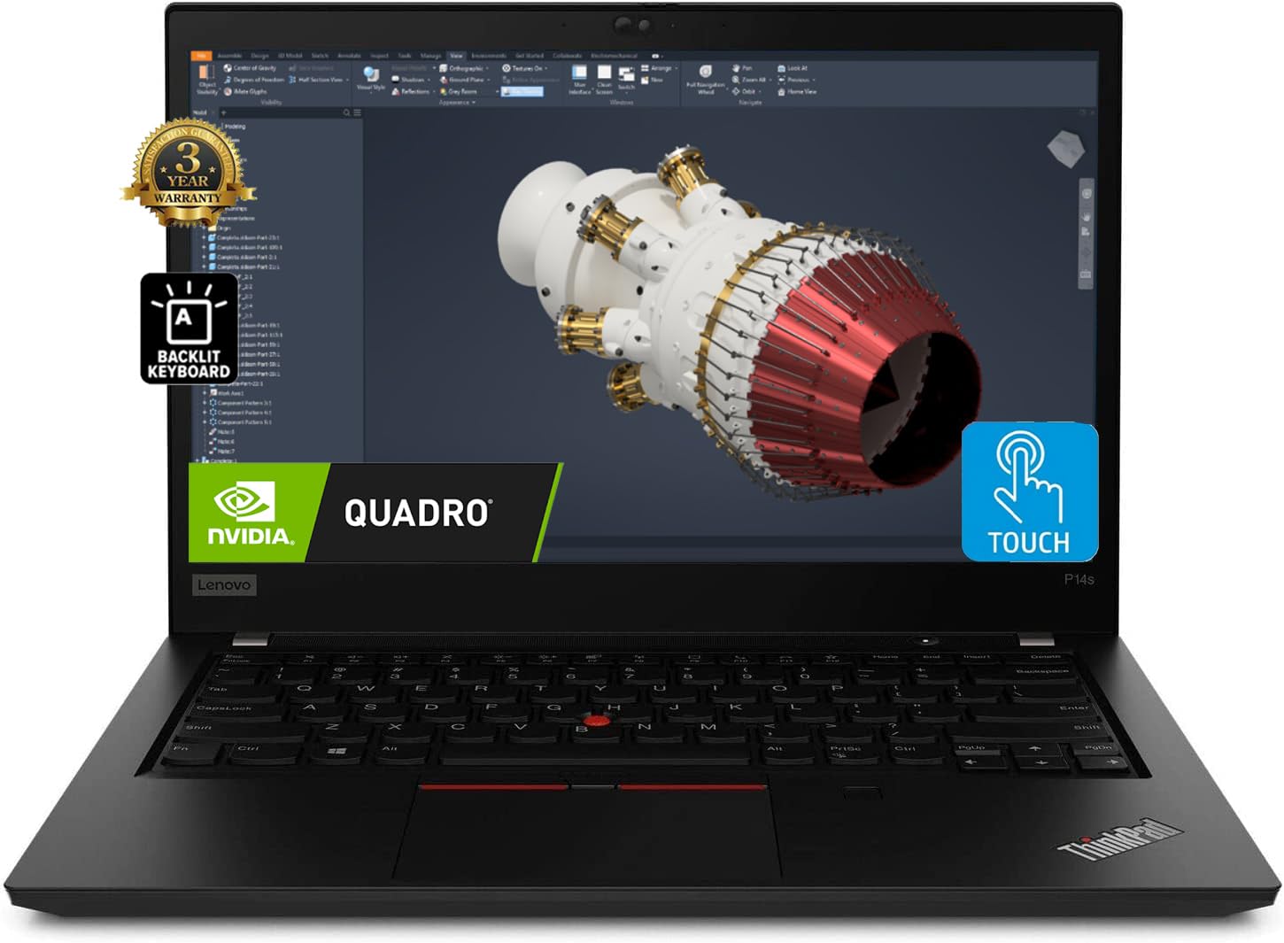 Lenovo ThinkPad P14s Mobile Workstation Laptop for Designer, Architecture, Engineering (14" FHD Touchscreen, Intel Core i7-1165G7, 32GB RAM, 2TB SSD, NVIDIA Quadro T500) 3-yr WRT, Win 11 Pro, Black