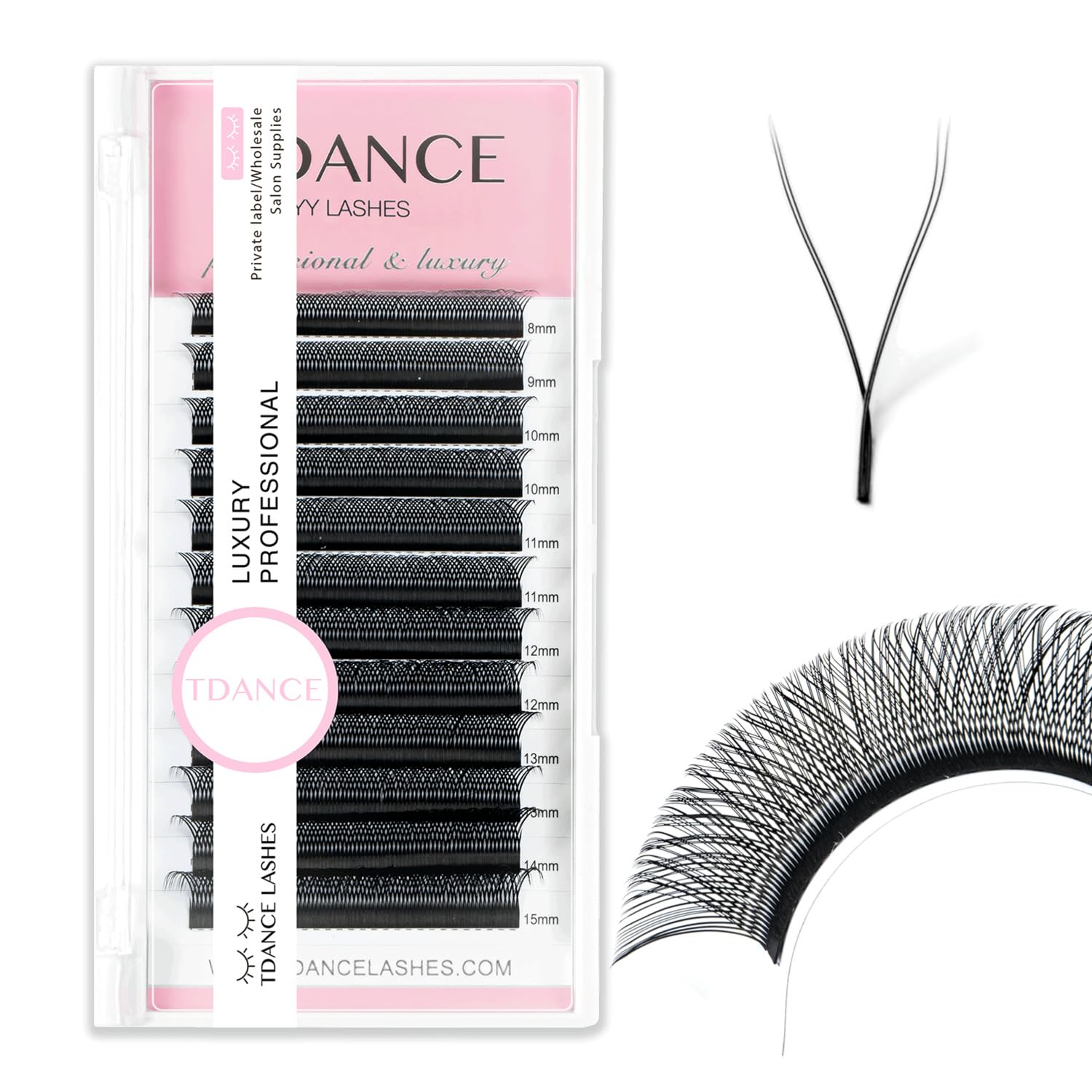 TDANCE YY Eyelashes Extension Lashes C Curl 0.07mm Thickness 8-15mm + Loose Fans 8D 0.05mm Thickness D Curl 8-15mm Mixed Length