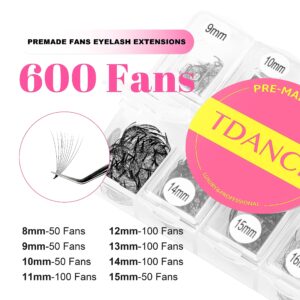 TDANCE YY Eyelashes Extension Lashes C Curl 0.07mm Thickness 8-15mm + Loose Fans 8D 0.05mm Thickness D Curl 8-15mm Mixed Length