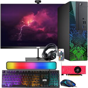 lumos 8 gaming desktop pc, intel core i5 7th gen, amd rx 6400 4gb ddr6, 8gb ram, 256gb ssd + 2tb hdd, 22 inch monitor, pci-e bluetooth | wi-fi, rgb kit, win 10 pro (renewed)