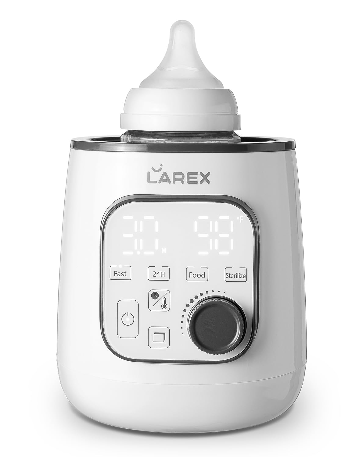 Larex Fast Bottle Warmer, Larex 10-in-1 Baby Bottle Warmer for Breastmilk or Formula, with Precise Timer, Auto Shut-Off, and Accurate Temperature Control