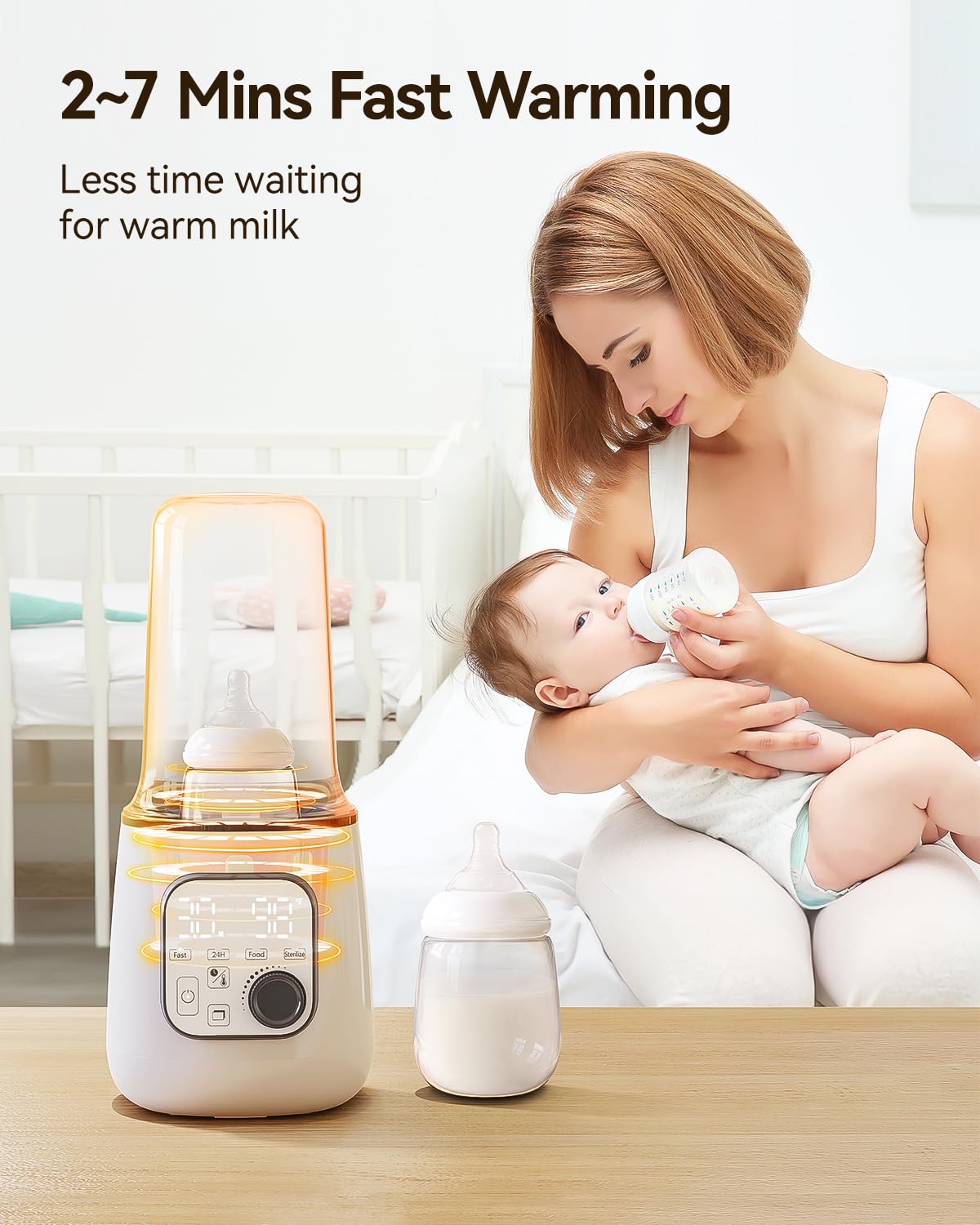 Larex Fast Bottle Warmer, Larex 10-in-1 Baby Bottle Warmer for Breastmilk or Formula, with Precise Timer, Auto Shut-Off, and Accurate Temperature Control