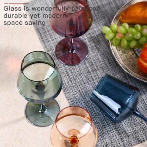 Colored Wine Glasses Set of 6-18oz Multi Colored Square Wine Glasses with Tall Long Stems and Flat Bottom,Crystal Colorful Wine Glasses-Unique Gifts for Wine Lovers,Wedding,Engagement Gifts