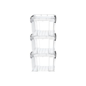 piiyoosnn Small Storage Bins Plastic Storage Container Stackable Box with Lids for Organizing, Clear White (0.27 QT-3 Pack)