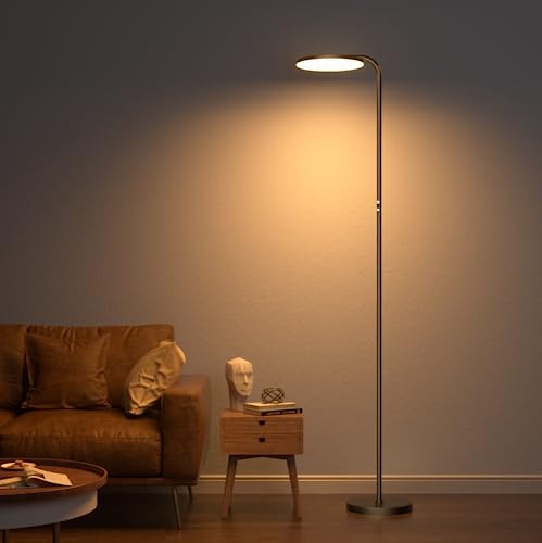 SIBRILLE 36W LED Floor Lamp, Super Bright Standing Lamp, Modern Stepless Dimmable Torchiere Tall Lamp with Remote Control, Rotatable Reading Floor Lamps for Living Room, Bedroom, Office