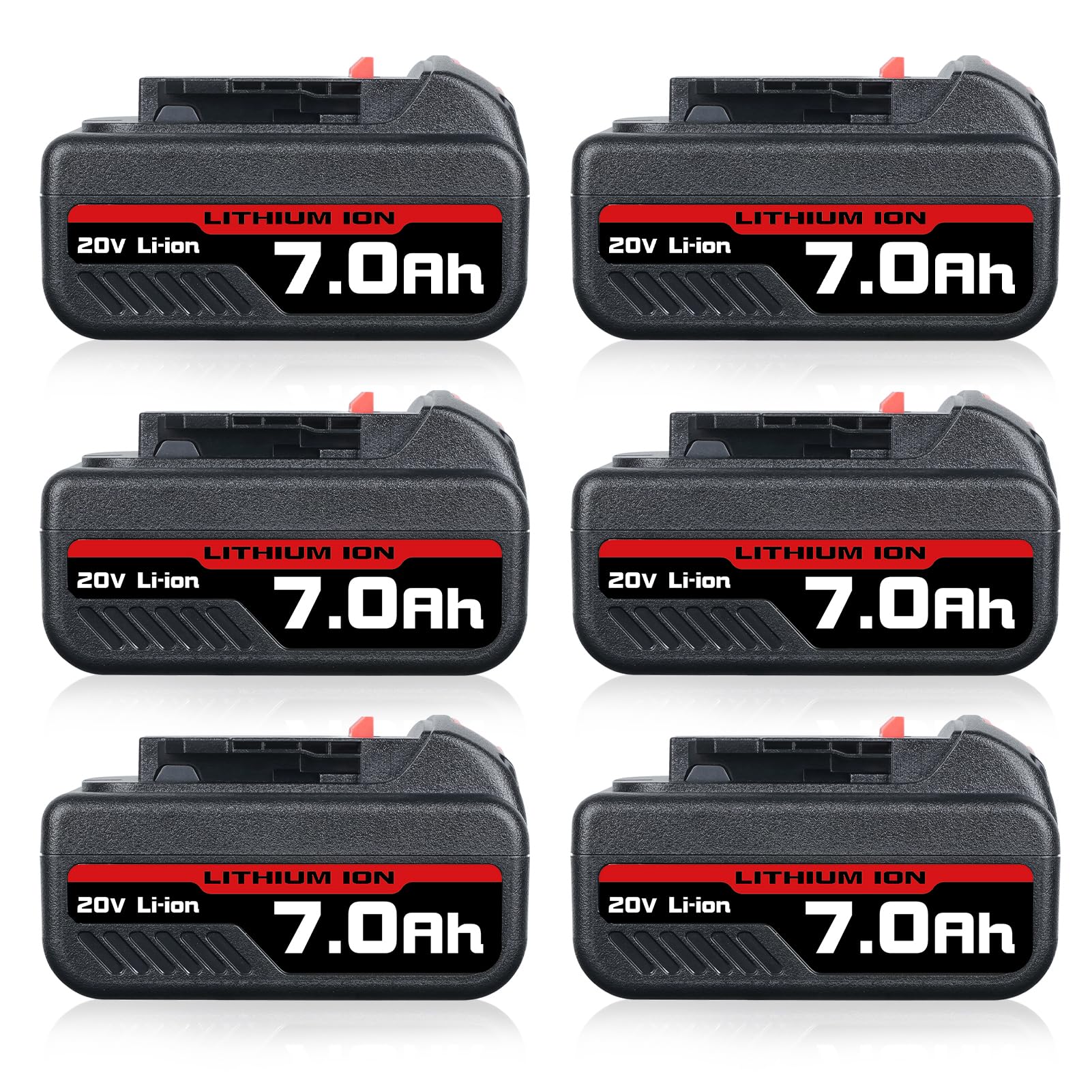 FERRYBOAT 7000mAh Replacement for Dewalt 20V Battery,Compatible with DCB200 Lithium ion MAX DCB204 DCB206 DCB201 DCB203 DCB181 DCB180 DCD/DCF/DCG/DCS Series,6-Pack