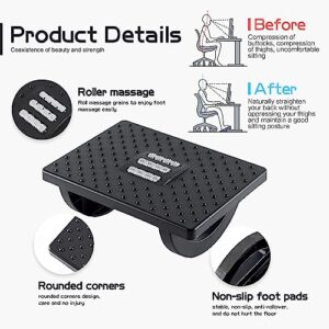 Foot Rest Under Desk, Larger Size Office Desk Footrest,Rocking Foot Nursing Stool,Rocker Balance Board,Ergonomic Design for Posture Support, Office and Home Use (Black)