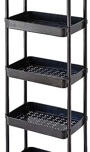 Gagee 5 Tier Rolling Cart with Wheels and Handle,Rolling Storage Cart for Office, Living Room, Laundry Room,Kitchen,Bathroom,Black