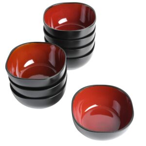 Gibson Home Soho Lounge 8 Piece 6" Stoneware Bowl Set - Red/Black