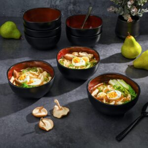 Gibson Home Soho Lounge 8 Piece 6" Stoneware Bowl Set - Red/Black