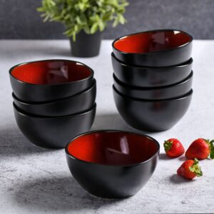 Gibson Home Soho Lounge 8 Piece 6" Stoneware Bowl Set - Red/Black