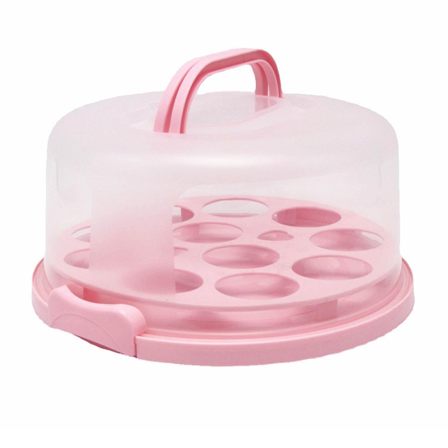 Jninexiu 10 Inch Cake Carrier with Lid and Handle, Cupcake Carrier Cupcake Holder Portable Round - Two Sided Base for Pies Cookies Nuts Fruit etc - Suitable for 10 inch Cake Perfect Gifts