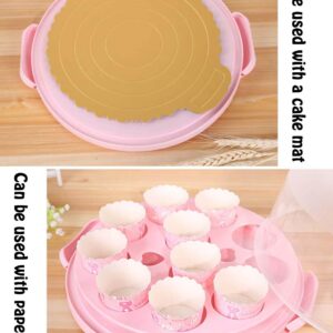 Jninexiu 10 Inch Cake Carrier with Lid and Handle, Cupcake Carrier Cupcake Holder Portable Round - Two Sided Base for Pies Cookies Nuts Fruit etc - Suitable for 10 inch Cake Perfect Gifts