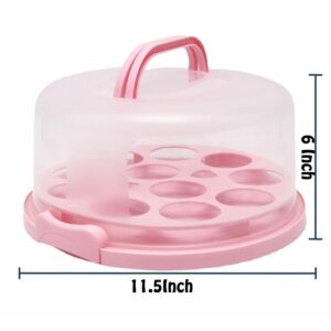 Jninexiu 10 Inch Cake Carrier with Lid and Handle, Cupcake Carrier Cupcake Holder Portable Round - Two Sided Base for Pies Cookies Nuts Fruit etc - Suitable for 10 inch Cake Perfect Gifts