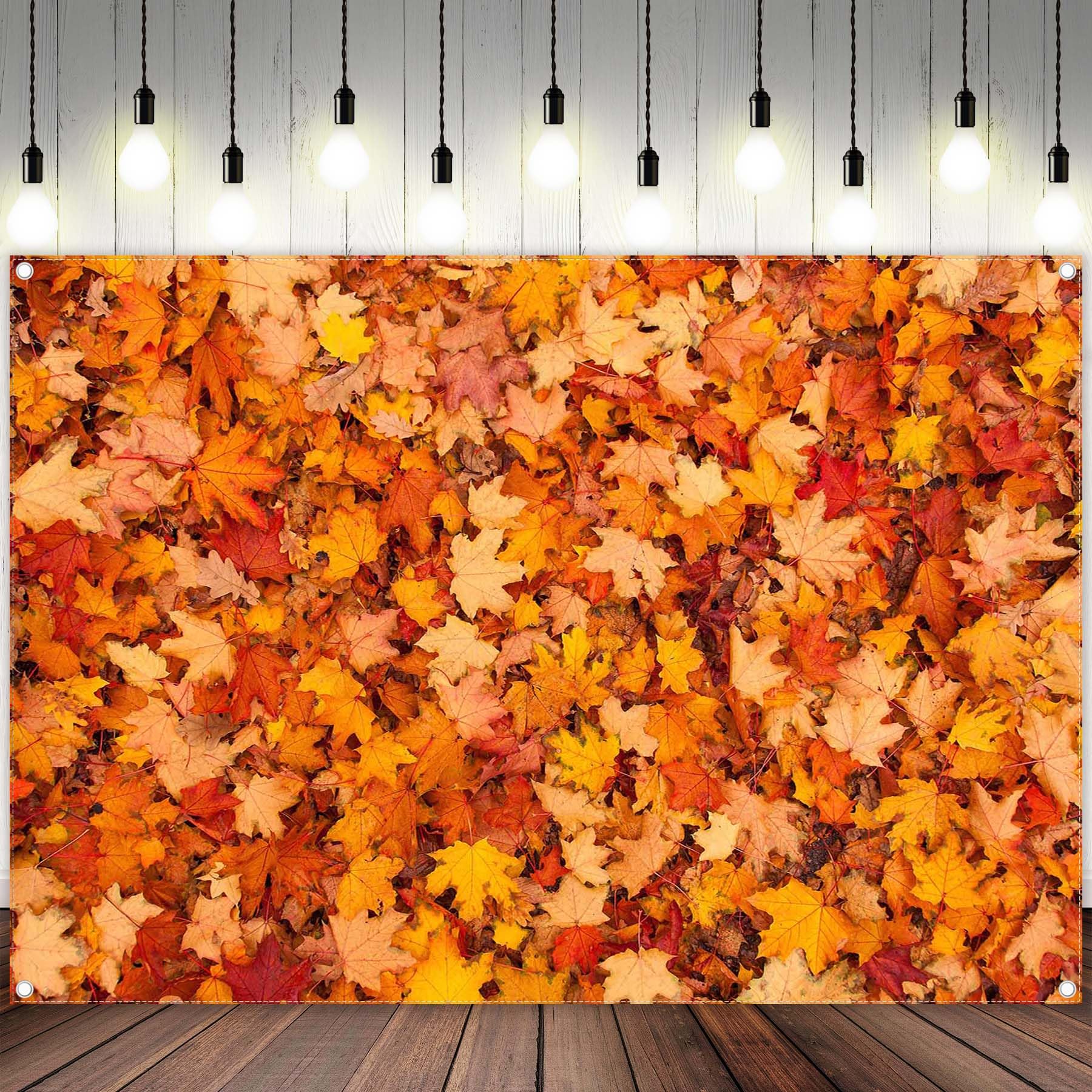 ZTHMOE 7x5ft Fall Maple Leaves Photography Backdrop Autumn Friendsgiving Scene Background Floor Party Supplies Halloween Decoration Banner Photo Booth Props