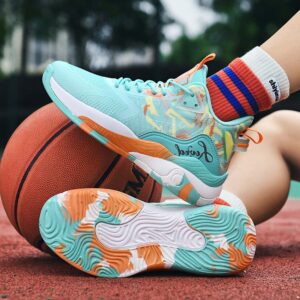 Summer Breathable Shock Absorbing Thick Sole Men's Basketball Shoe Blue