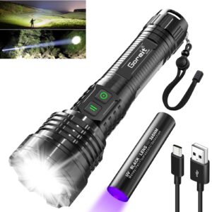 goreit flashlights high lumens rechargeable, 980000 lumen xhm77.2 flash lights battery powered led flashlight, handheld tactical flashlight, super bright waterproof flashlight for camping emergency