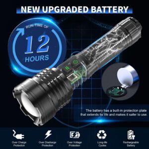 Goreit Flashlights High Lumens Rechargeable, 980000 Lumen XHM77.2 Flash Lights Battery Powered LED Flashlight, Handheld Tactical Flashlight, Super Bright Waterproof Flashlight for Camping Emergency