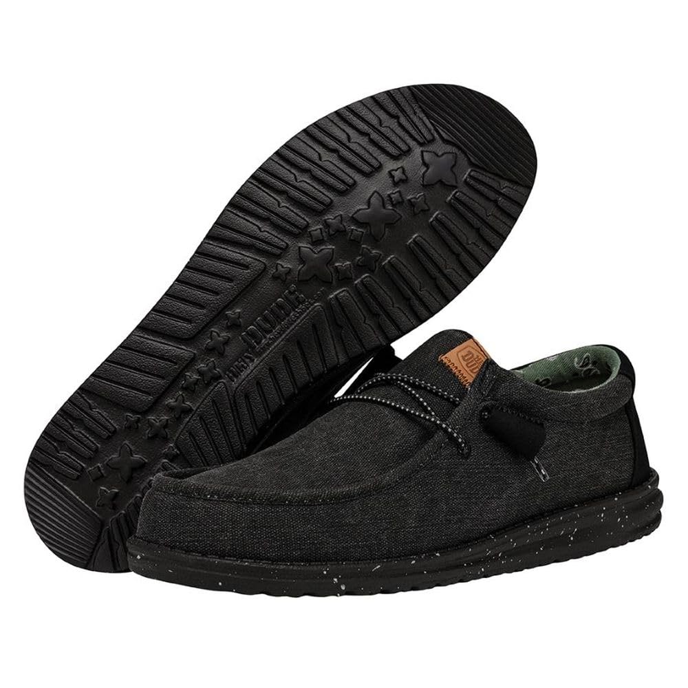 Hey Dude Wally Washed Canvas - Black/Black