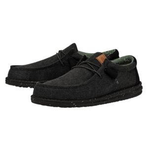 Hey Dude Wally Washed Canvas - Black/Black