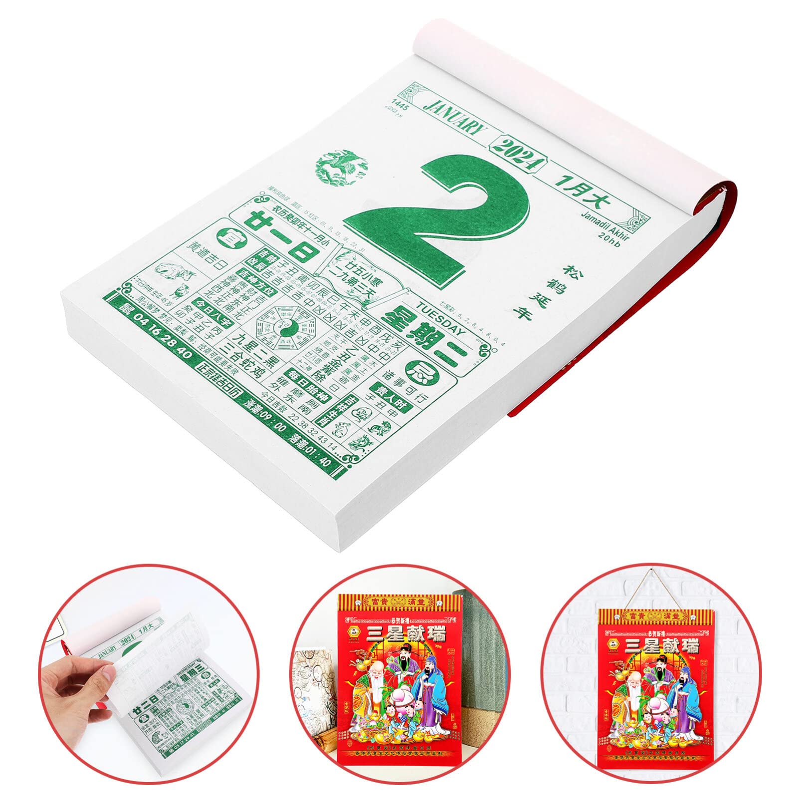 NUOBESTY 2024 Calendar Chinese Calendar Year of the Dragon Wall Calendar Chinese Traditional 2024 Chinese Calendar Daily Planner Individual Page Per Day Calendar A Lunar Calendar