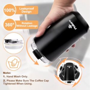 PHILORN Travel Coffee Mug Spill Proof -12 OZ Insulated Coffee Mug With Lid, Black Stainless Steel Coffee Mug with Double Wall, Coffee Cup For Hot and cold Drinks