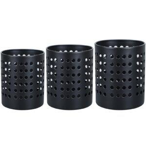 stanford utensil holder for countertop x3, metal utensil holder spoon holder for home, kitchen and office, black (3)