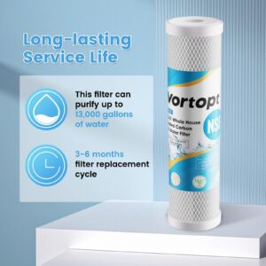 Vortopt 1 Micron 2.5" x 10" Whole House CTO Carbon Sediment Water Filter System - Replacement Cartridge for Any Standard RO Unit - Compatible with Dupont WFPFC8002, WFPFC9001, FXWTC, SCWH-5, 2 Pack