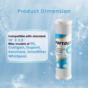 Vortopt 1 Micron 2.5" x 10" Whole House CTO Carbon Sediment Water Filter System - Replacement Cartridge for Any Standard RO Unit - Compatible with Dupont WFPFC8002, WFPFC9001, FXWTC, SCWH-5, 2 Pack