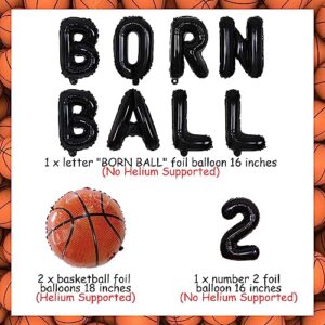 JOYMEMO Basketball Themed 2nd Birthday Party Decorations Boys, Born 2 Ball Basketball Foil Balloons for 2 Years Old It's Game Time Basketball Decor, Sport Theme Birthday Party Supplies