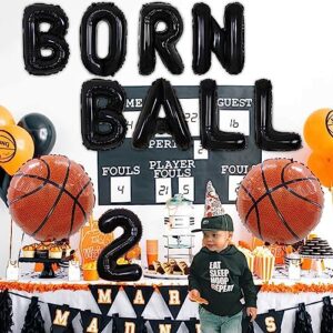 JOYMEMO Basketball Themed 2nd Birthday Party Decorations Boys, Born 2 Ball Basketball Foil Balloons for 2 Years Old It's Game Time Basketball Decor, Sport Theme Birthday Party Supplies