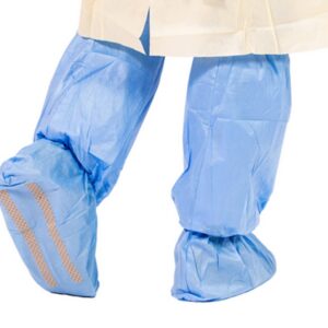 Tri-Layer SMS 18" Tall Heavy Duty Disposable Medical Grade Boot and Shoe Covers Non-Slip Protectors - Protect from Water, Fluids, Dust, Dirt, Mud, Snow, Sand, Grass, and other Mess! (10 Pairs)