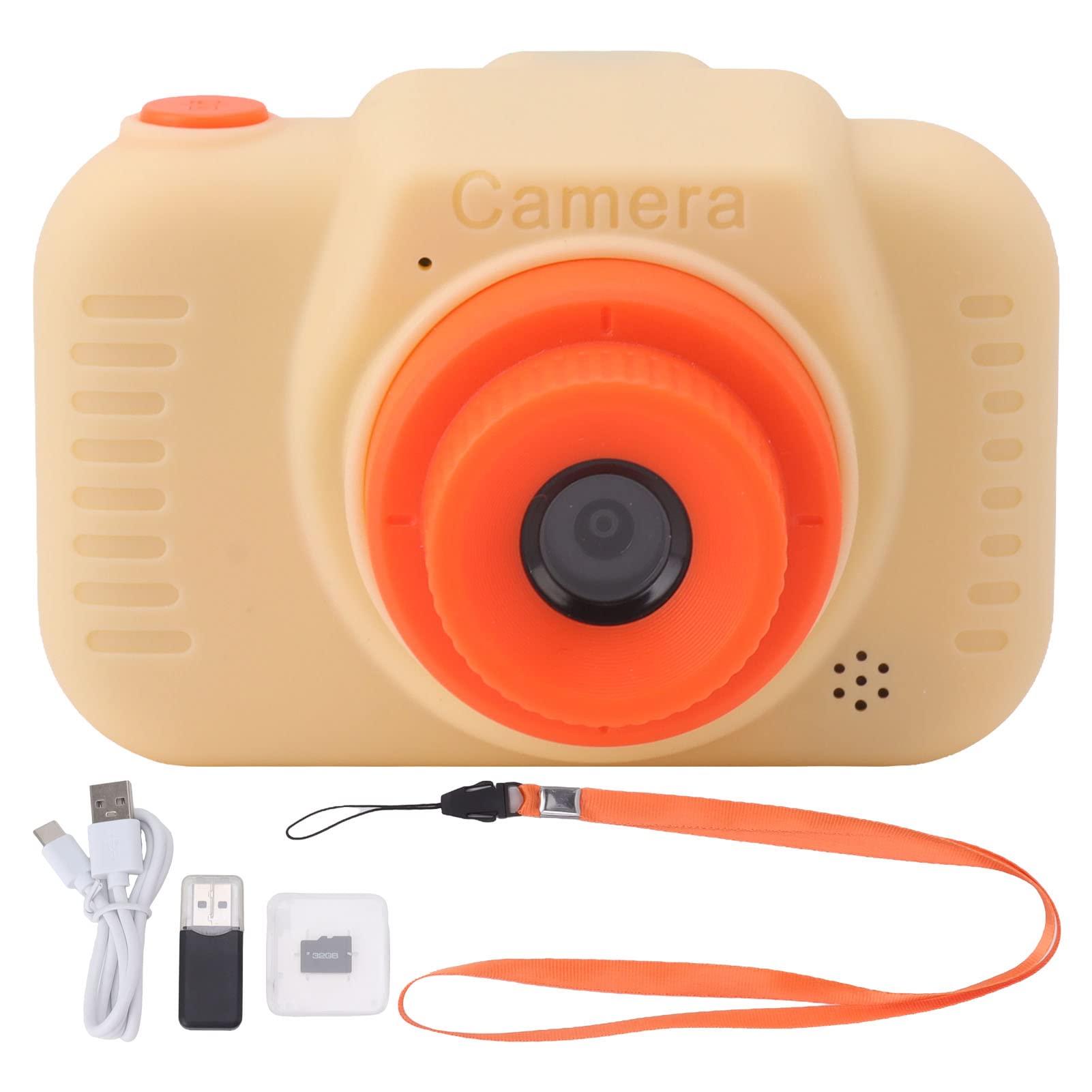 Yctze Camera, Digital Camera with 32G Card High Definition Dual Lens 1080P 8X Zoom USB Rechargeable for Girls (Beige)