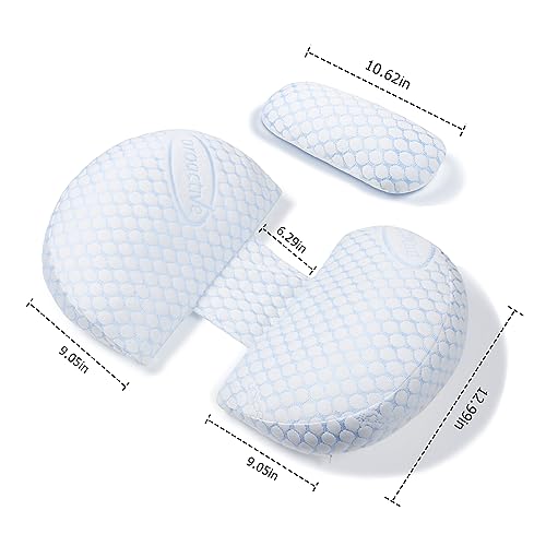 Clasymoon Pregnancy Pillow, Maternity Pillow,Pregnancy Pillows for Sleeping with Removable Jersey Cover, Pregnancy Body Pillow for Back Pain and Pregnant Legs, HIPS, Belly Support(Blue White)