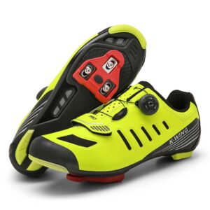 kushike road bike cycling shoes compatible with peloton shimano spd bike riding shoes for men's and women,indoor cycling shoes women,spinning shoes for women indoor cycling-12-2106ayellow