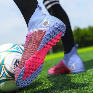 DHOVOR Womens Soccer Cleats Youth High-Top Football Cleats Anti-Slip Athletics Football Trainers Girls Indoor Soccer Shoes