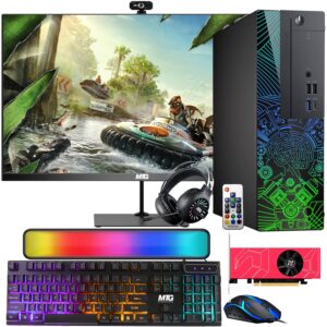 lumos 8 gaming desktop pc, intel core i5 8th gen, amd rx 6400 4gb ddr6, 16gb ram, 256gb ssd + 2tb hdd, 27 inch 165hz gaming monitor, pci-e bluetooth | wi-fi, rgb kit, win 11 home (renewed)