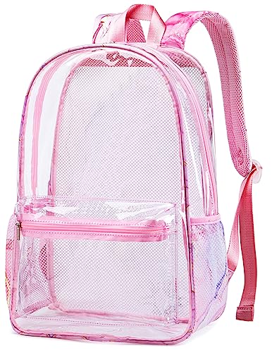 LOIDOU Clear Backpack Heavy Duty Transparent Bookbags See Through Bag for School College Work Travel Sports