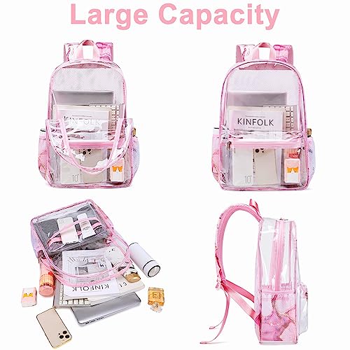 LOIDOU Clear Backpack Heavy Duty Transparent Bookbags See Through Bag for School College Work Travel Sports