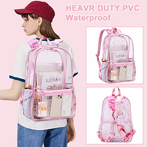 LOIDOU Clear Backpack Heavy Duty Transparent Bookbags See Through Bag for School College Work Travel Sports