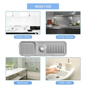 Gelecek Kitchen Sink Splash Guard, 17.7" x 5.5" Silicone Sink Faucet Mat, Sink Draining Pad Behind Faucet, Faucet Splash Catcher, Keep Kitchen and Bathroom Sinks Dry, Grey