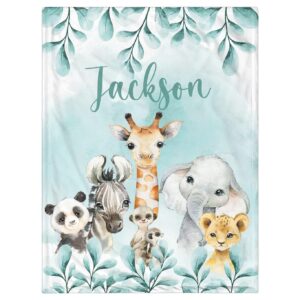 ujduysd personalized baby blanket for boys, custom baby blanket with name super soft personalized name blankets for kids, custom animals blanket for infant toddler, baby gift blanket for birthday