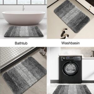 Artnice Grey 24"x36" Soft Machine Washable Non-Slip Bath Mat, Absorbent & Quick Drying, Modern Bathroom Rug