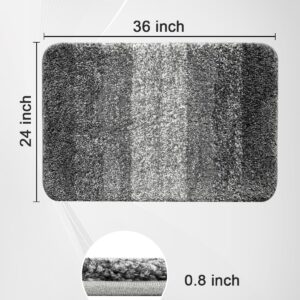 Artnice Grey 24"x36" Soft Machine Washable Non-Slip Bath Mat, Absorbent & Quick Drying, Modern Bathroom Rug